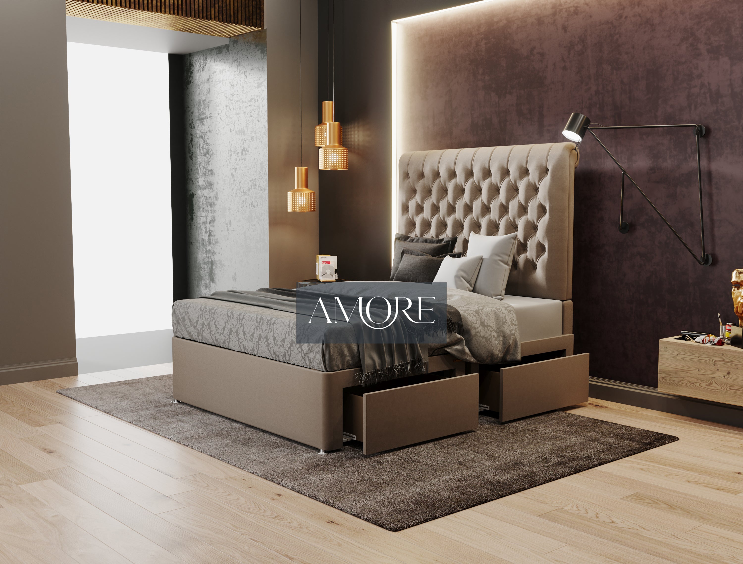 Oliver Sleigh Scroll Storage Drawer Divan Bed | Amore