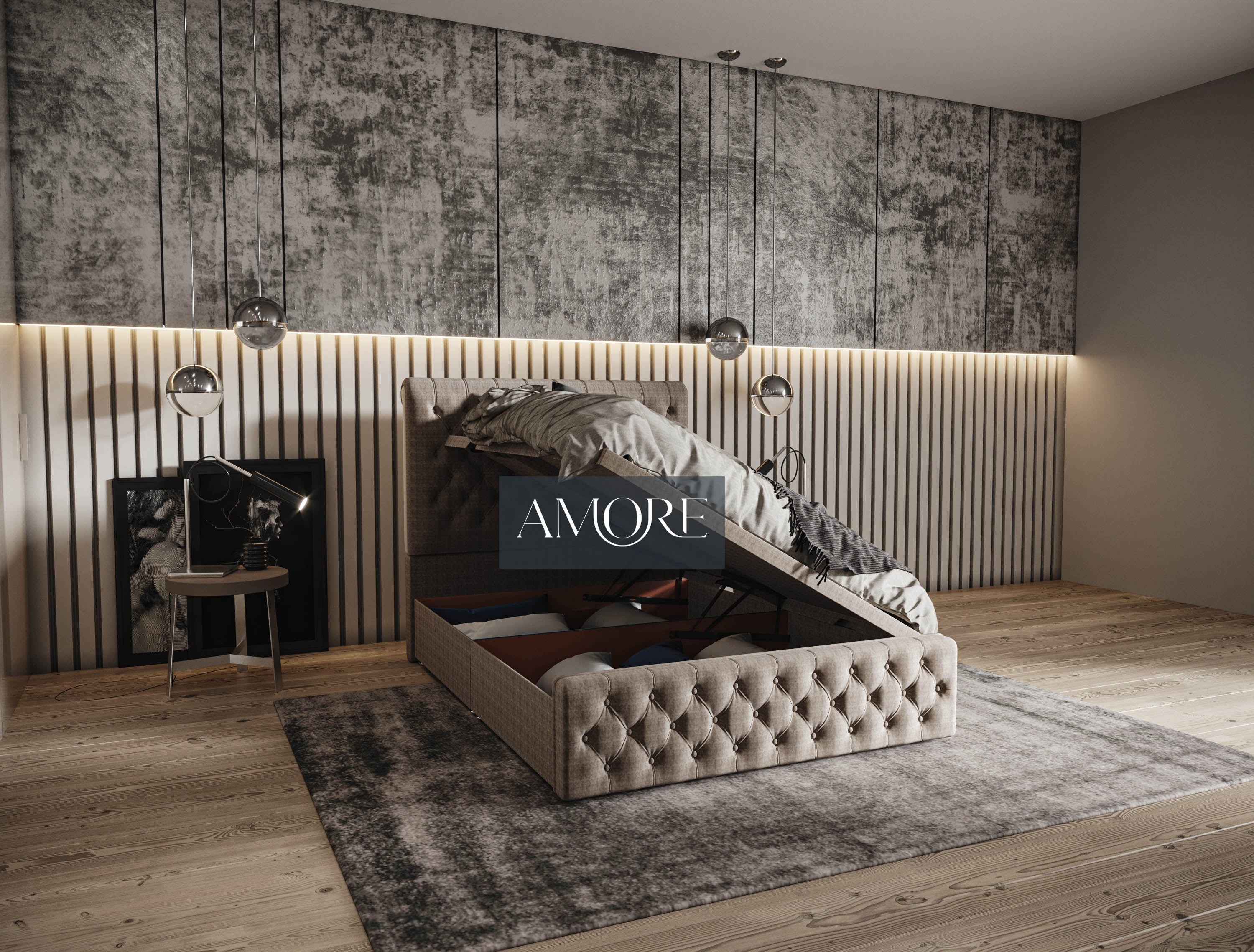 Slade Sleigh Scroll Chesterfield Divan Ottoman Storage Bed | Amore