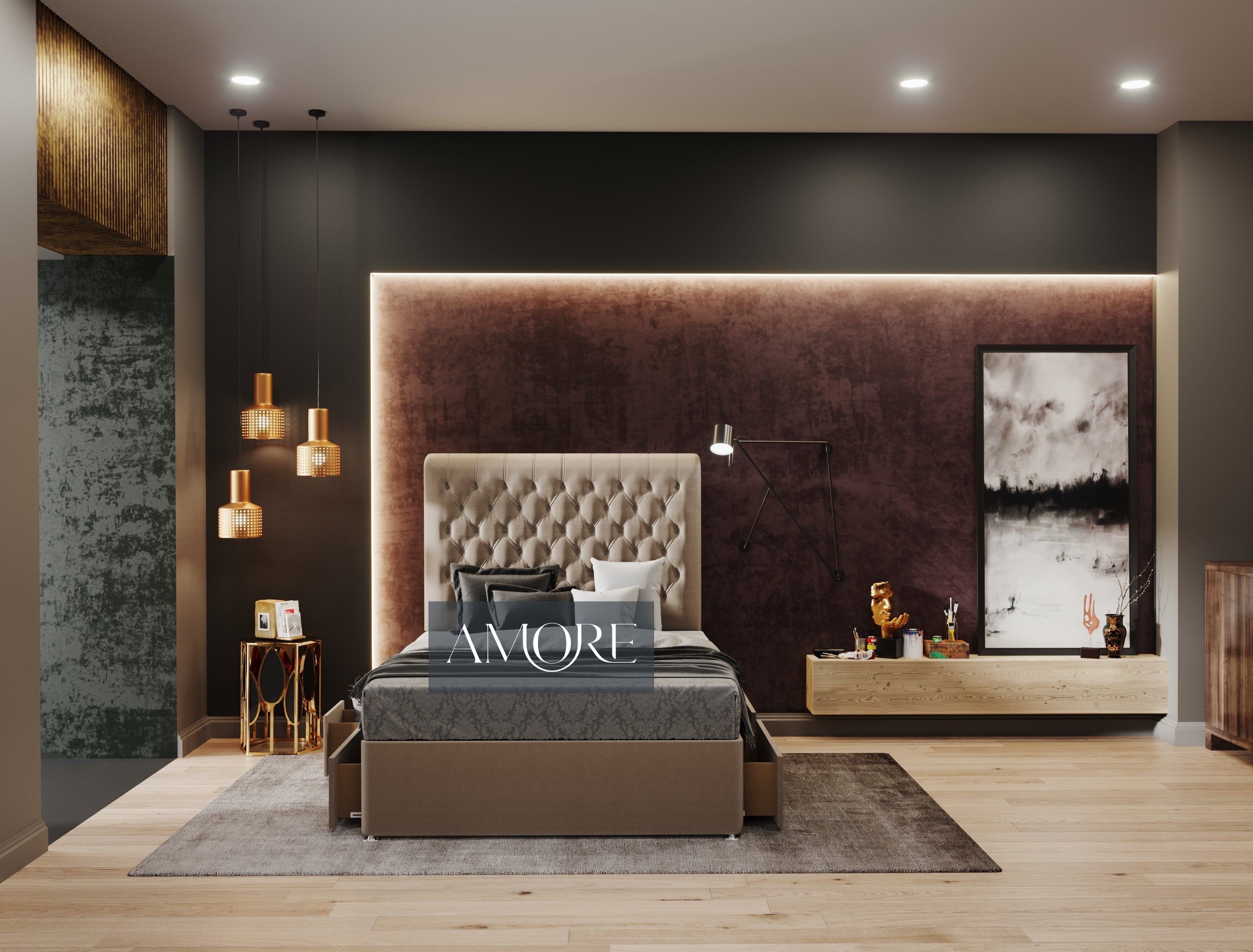 Oliver Sleigh Scroll Storage Drawer Divan Bed | Amore